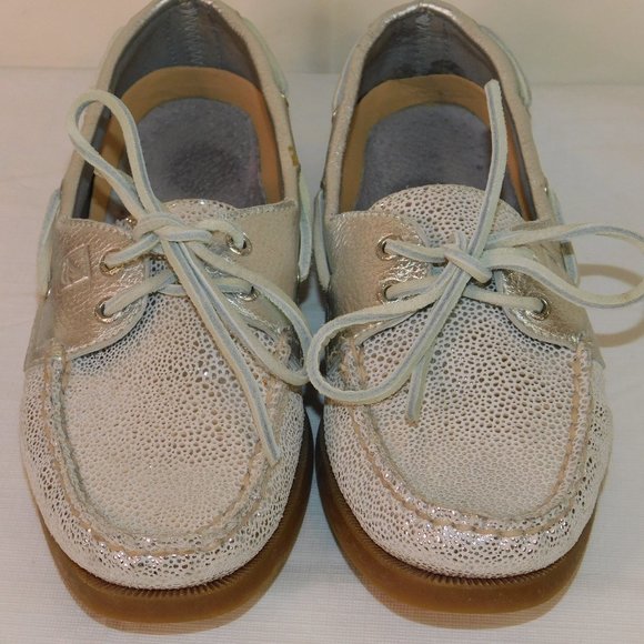 Sperry | Shoes | Sperry Womens Topsider Sparkly Silver Polka Dots Boat ...
